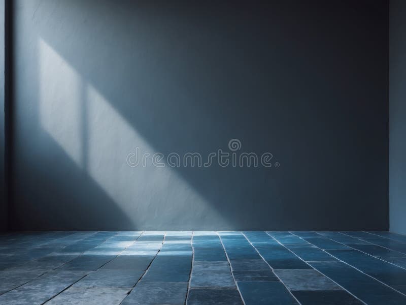 Empty Room Dark Background Floor is Made Stone Blue. Stock Image ...