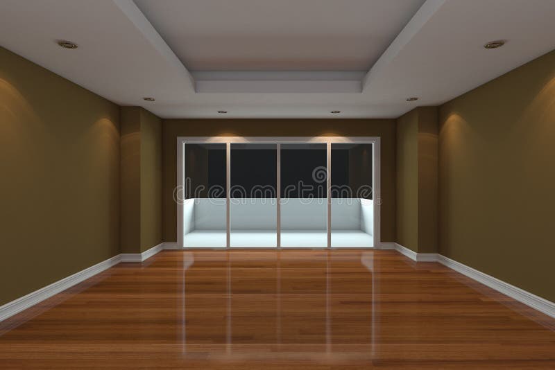 Empty Room Decorated Brown Wall Stock Illustration - Illustration of ...