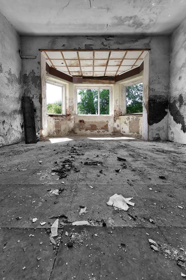 Destroyed Room with Wallpaper Stock Image - Image of colorful ...