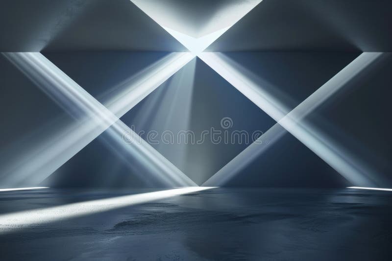Empty Room with Diagonal Light Beams Crossing in a Geometric Pattern ...