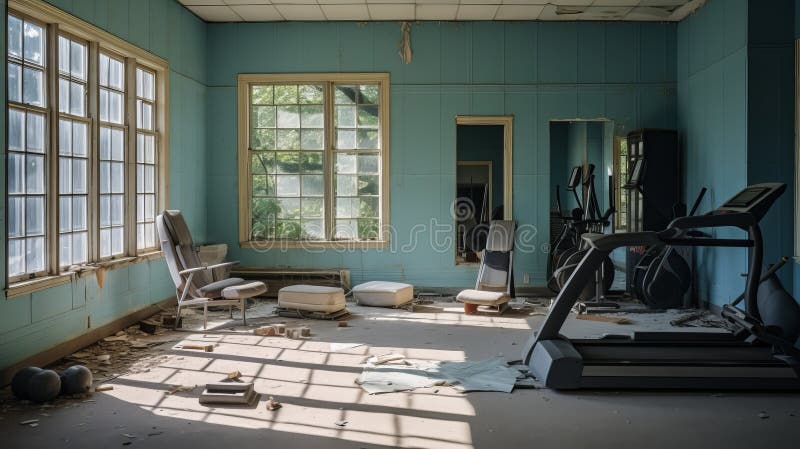 Decayed Exercise Room in Need of Renovation Stock Illustration ...