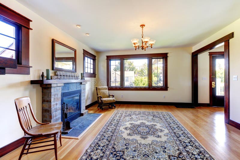 Empty Nice Room with Hardwood Floor and Large Doors. Stock Image ...