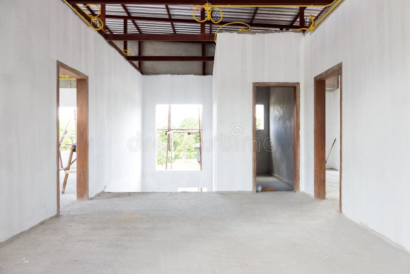 Empty room stock image. Image of gypsum, doorknob, board - 97958441