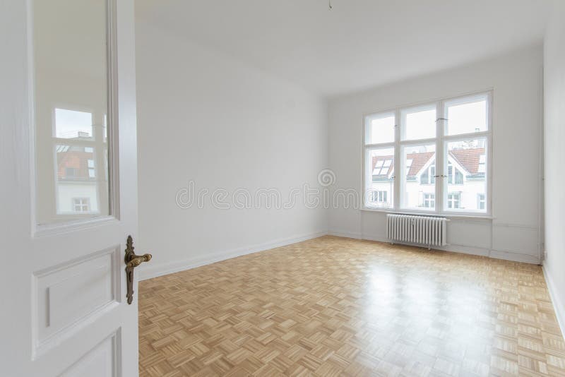 Empty Room, Fresh Renovated Flat with Wooden Floor, Stock Image - Image ...
