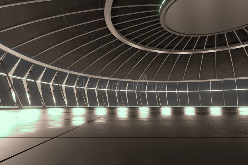 Empty Room with Golden Illumination Inside, 3d Rendering Stock ...