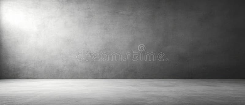 Empty Room with Gray Textured Walls and Floor, Studio Theme and ...