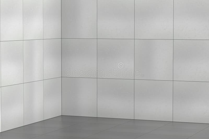 Empty Room with Grey Ceramic Tiles Stock Illustration - Illustration of ...