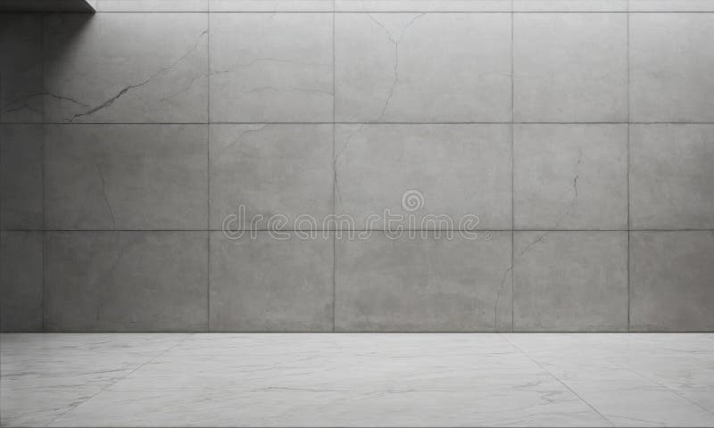 Empty Room with Grey Tiled Walls and Floor Stock Illustration ...