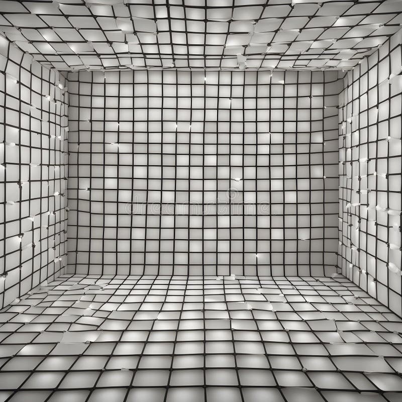 Empty Room with a Grid Pattern on the Wall Stock Illustration ...
