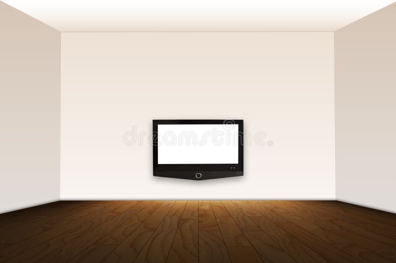 Empty room with HD TV stock image. Image of copy, design - 27227297