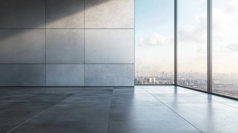 An Empty Room in a High-rise Building, Illuminated by Light from a ...