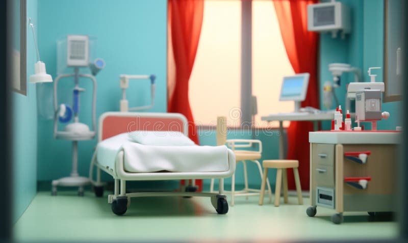 Empty Room Inside a Hospital Building with White Hospital Bed Stock ...