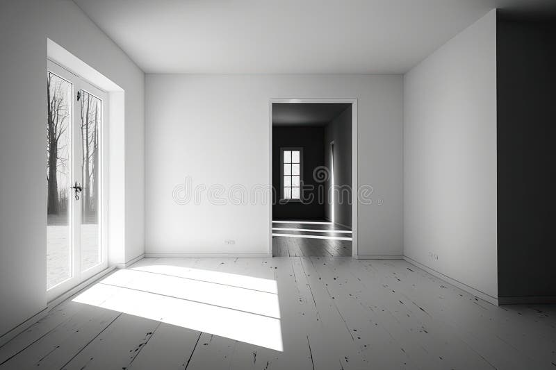 An Empty Room Inside a House. White Walls and a Wooden Floor Stock ...