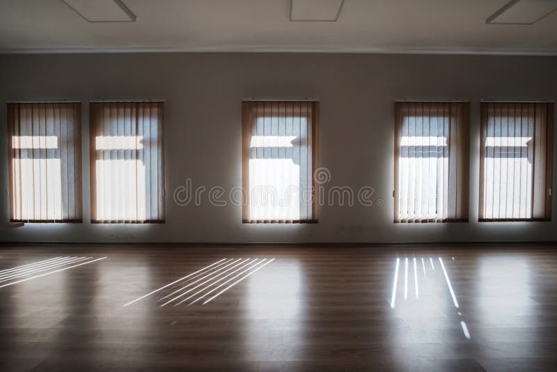 Empty Room Interior with Closed Windows Stock Image - Image of large ...