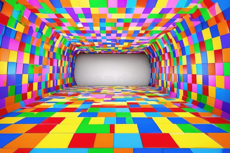 Empty Room Interior Colored with Colorful Colored Rainbow Colored ...