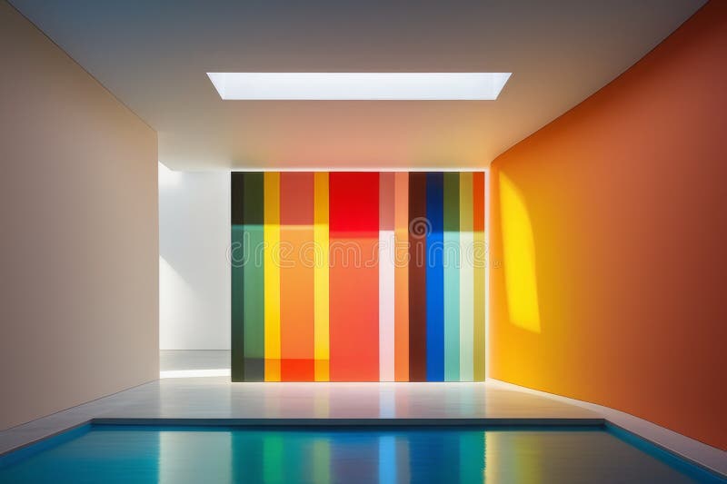 Empty Room Interior with Colored Glass a Stock Illustration ...