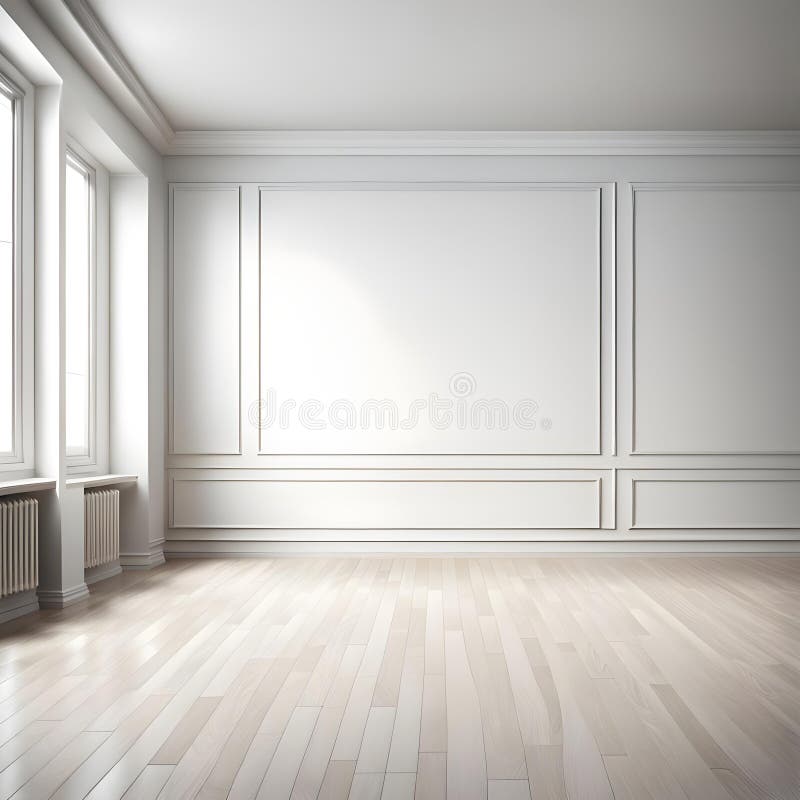 Empty White Wall with Sofa and Carpet on Wooden Floor Stock ...