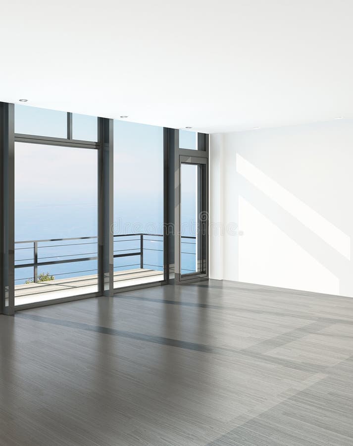 Empty Room Interior with Floor To Ceiling Windows and Scenic View Stock ...