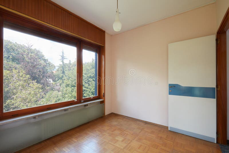 Empty Room Interior with Large Window in Country House Stock Photo ...