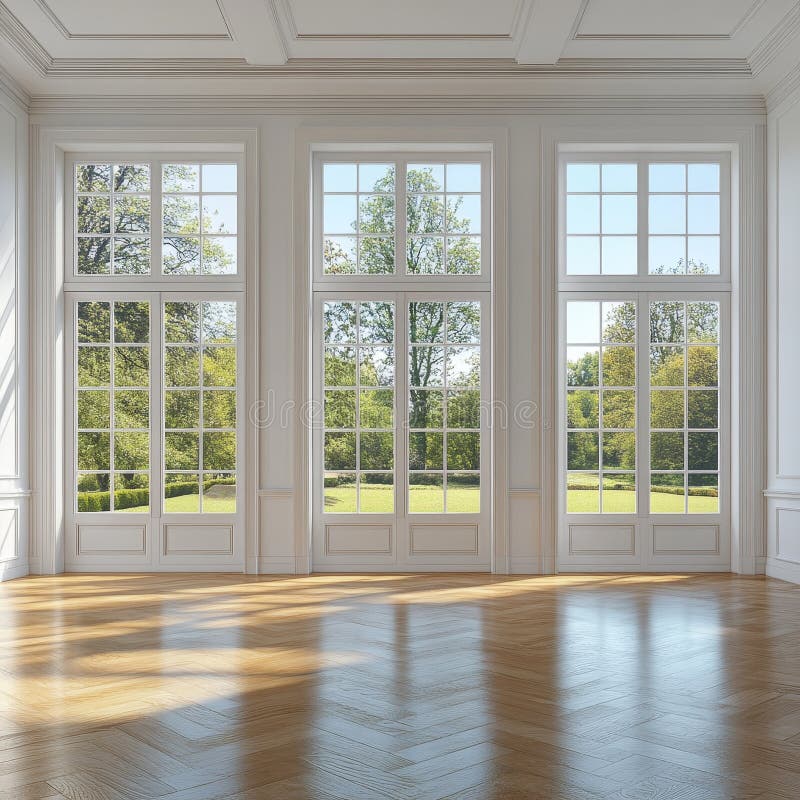 Empty Room Interior with Large Window. 3d Rendering, 3d Illustration ...