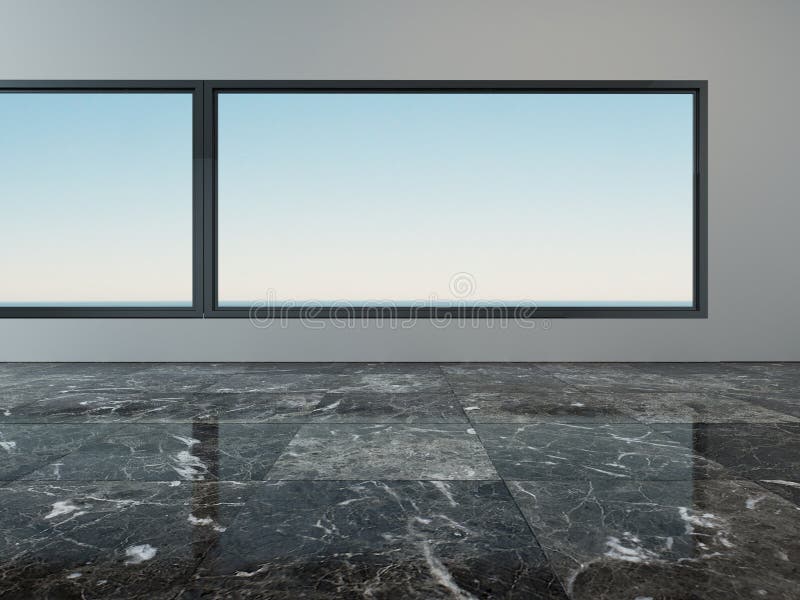 Empty Room Interior with Marble Floor Stock Photo - Image of decor ...