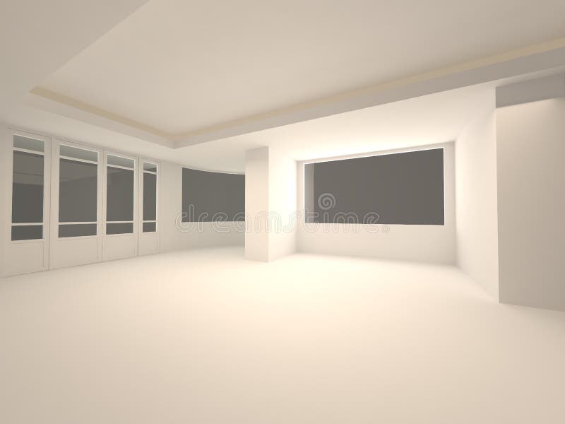 Empty Room Interior Night Scene Stock Illustration - Illustration of ...