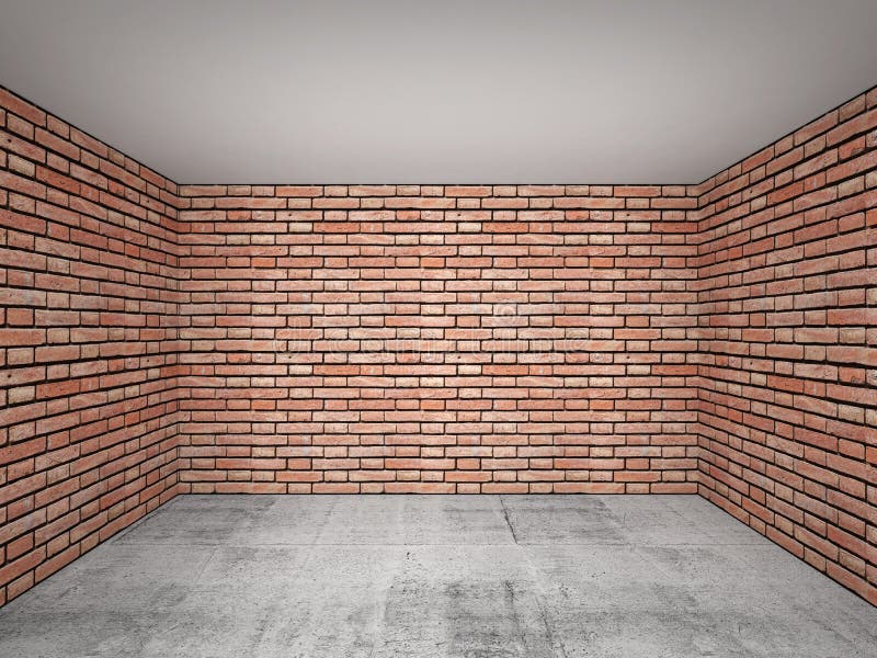 Empty Room Interior with Red Brick Walls. Front View Stock Illustration - Illustration of corner ...