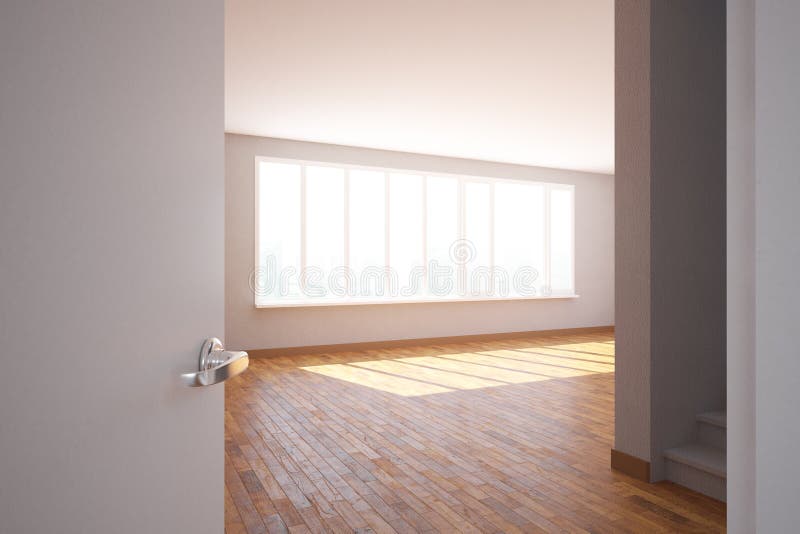 Empty Room Interior with Staircase Stock Illustration - Illustration of ...