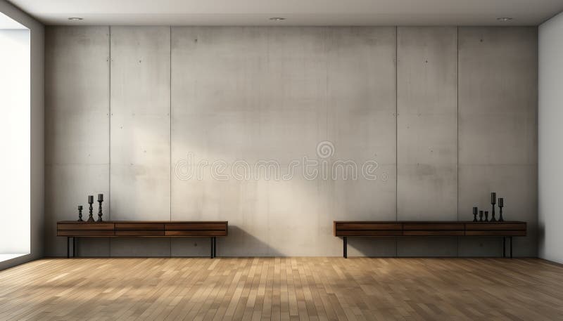 Empty Room Interior with Textured Concrete Wall High Quality 3d Render ...