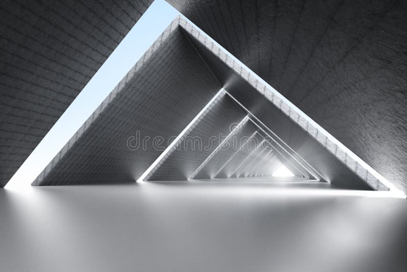 Empty Room Interior with Triangle Shape Stock Illustration ...
