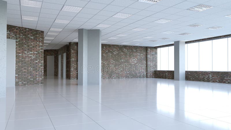 Visualization of a Large Empty Interior, 3D Illustration Stock ...