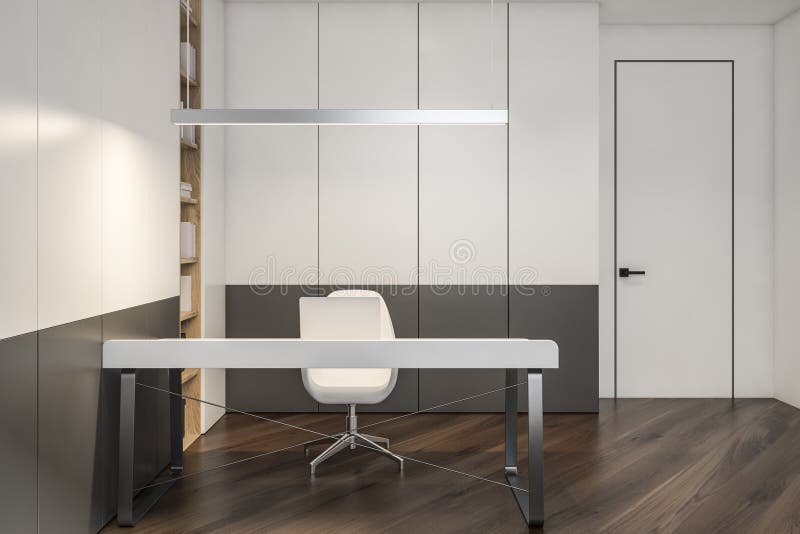 Empty Room Interior with White Desk Stock Illustration - Illustration ...