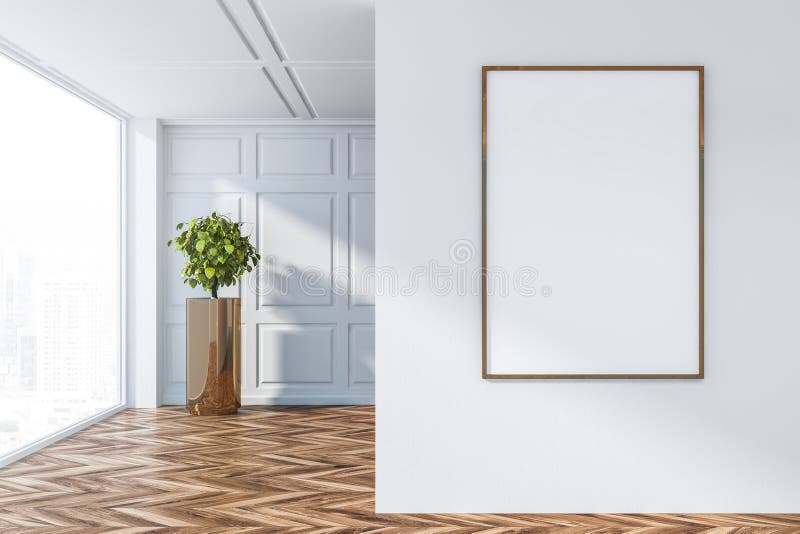 Empty Room Interior with White Wall Poster Stock Illustration ...