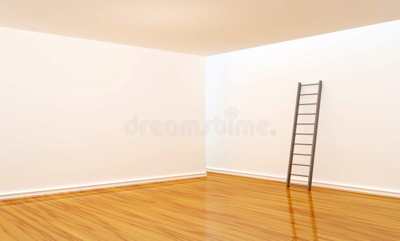 Empty room with ladder stock illustration. Illustration of ceiling ...