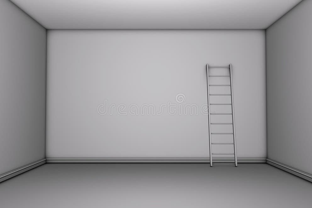 Empty room with ladder stock illustration. Illustration of barrier ...