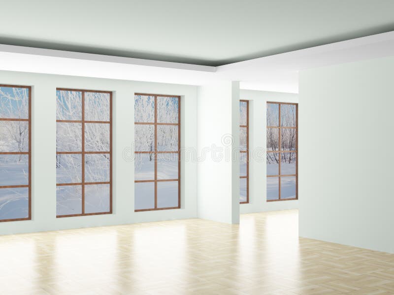 Empty Room. Landscape Behind the Open Window Stock Illustration ...