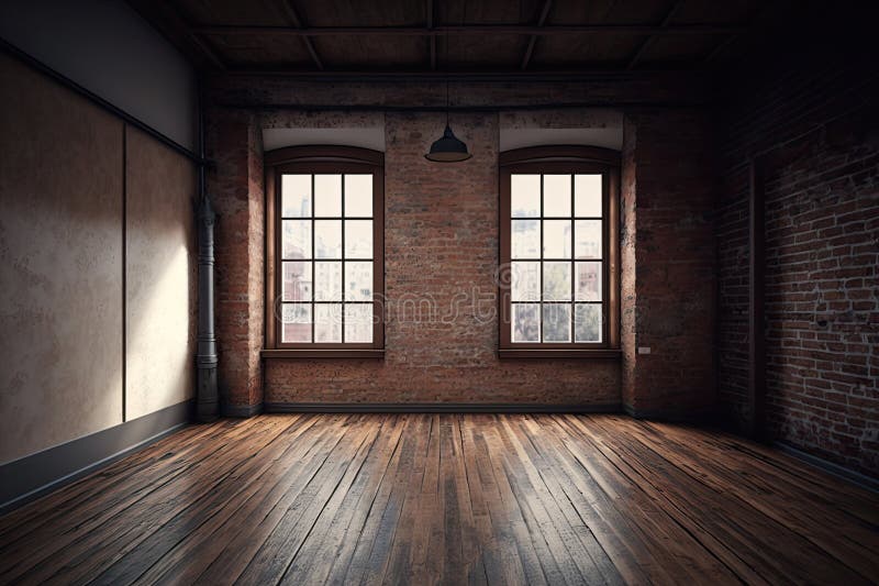An Empty Room with a Large Loft-style Window. Illustration AI ...