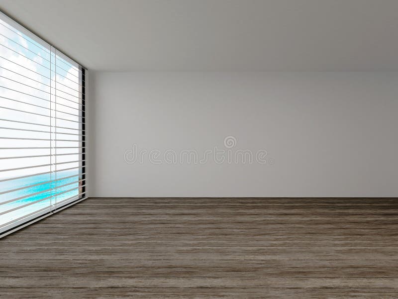 Empty Room with a Large View Window Stock Illustration - Illustration ...
