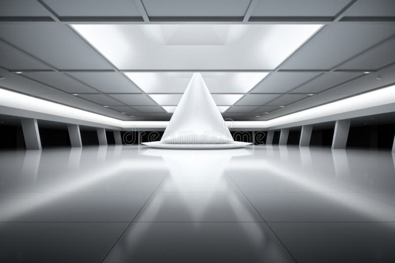 An Empty Room with a Large White Cone in the Middle of the Room ...