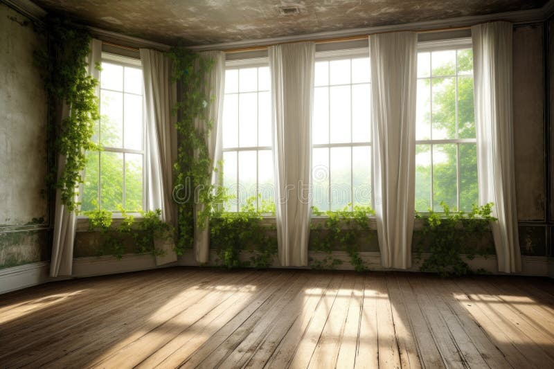 Empty Room with a Large Window and Natural Light Stock Illustration ...