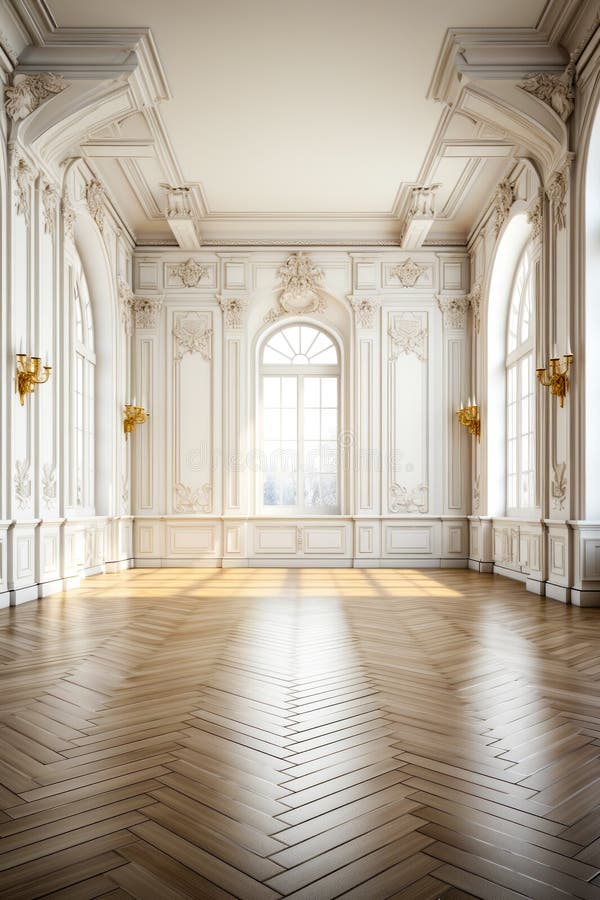 Empty Room with Large Window and Wooden Floor. Generative AI Stock ...