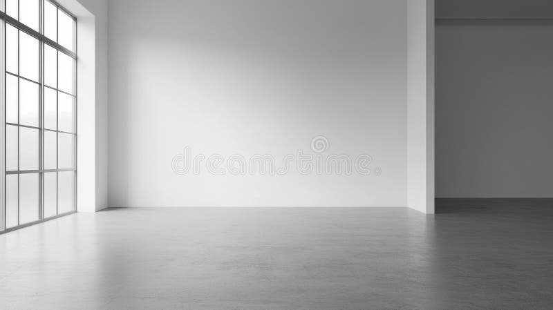 An Empty Room with Large Windows and Plain White Walls Stock ...