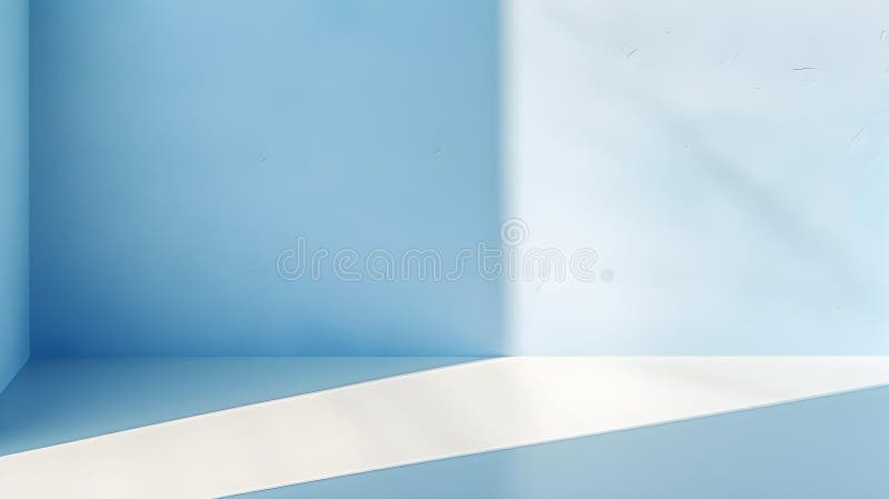 Empty Room in Light Blue Colors with Shadows on the Wall. Elegant ...