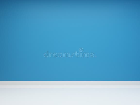 Empty Room Light Blue Wall White Floor 3d Illustration Render ...