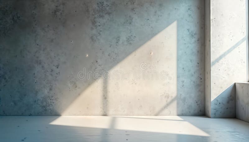 Empty Room with Light Grey Concrete Wall. Sunlight Creates Soft Shadows ...