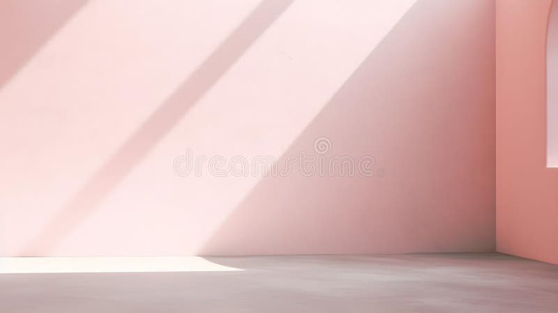 Empty Room in Light Pink Colors with Shadows on the Wall. Elegant ...