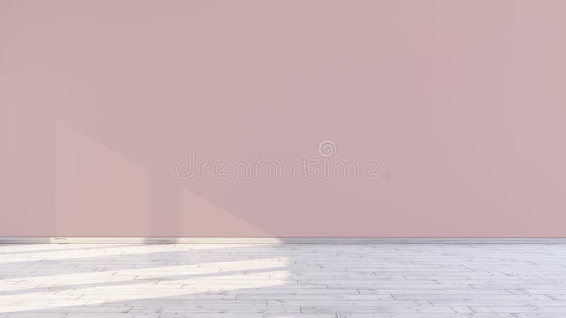 Empty Room with Light Pink Empty Wall and Sunlight through Window in a ...