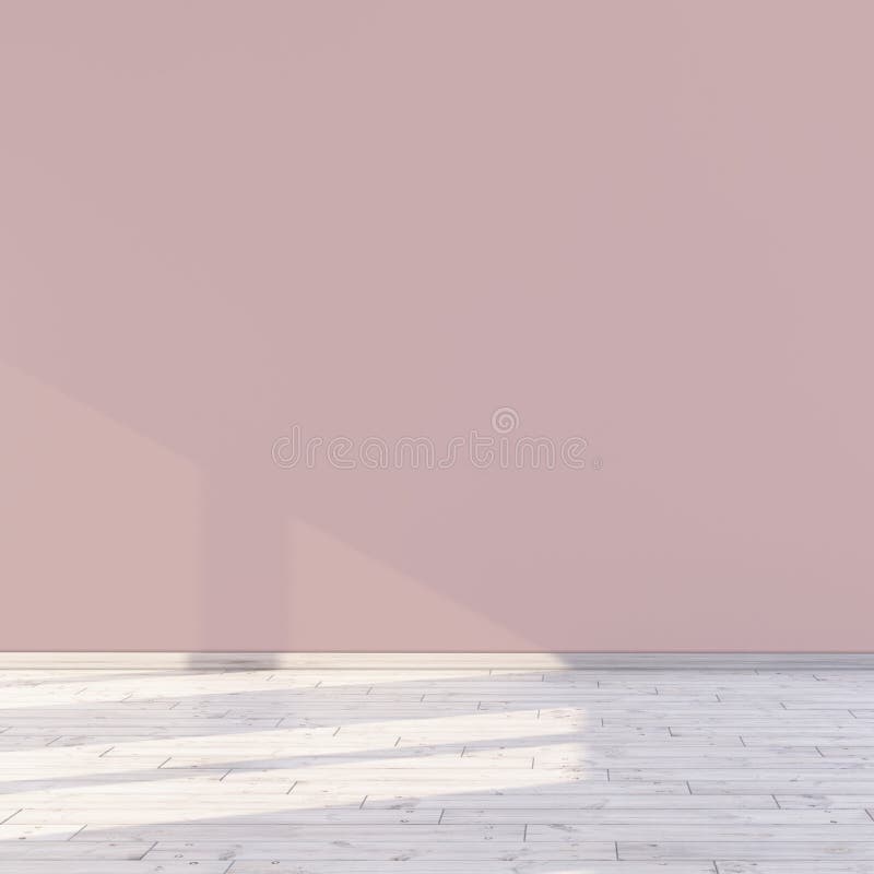 Empty Room with Light Pink Empty Wall and Sunlight through Window in a ...