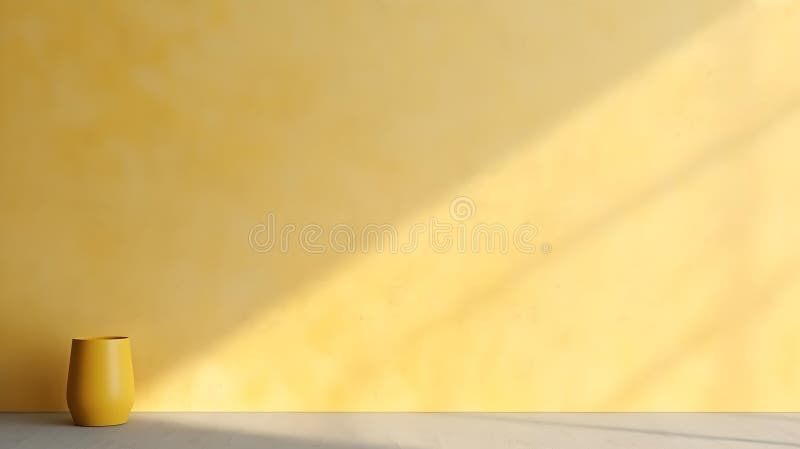 Empty Room in Light Yellow Colors with Shadows on the Wall. Elegant ...