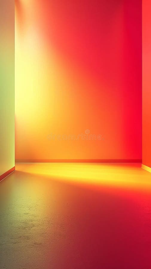 Empty Room with Lime Red and Yellow Gradient Wall Stock Illustration ...